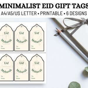 Eid Gift Tag Printable With Labels Minimalist Eid Tag Eid Mubarak ...