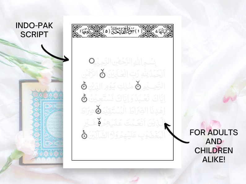 Surah Al-fatihah Traceable Quran Printable Indo-pak Script Quran ...