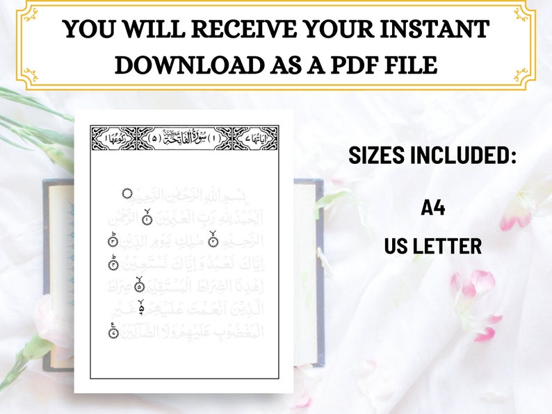 Surah Al-fatihah Traceable Quran Printable Indo-pak Script Quran ...