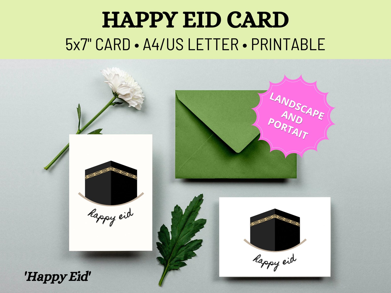 Happy Eid Card Eid Card Printable Kaaba Card Eid Gift Eid Party - Etsy