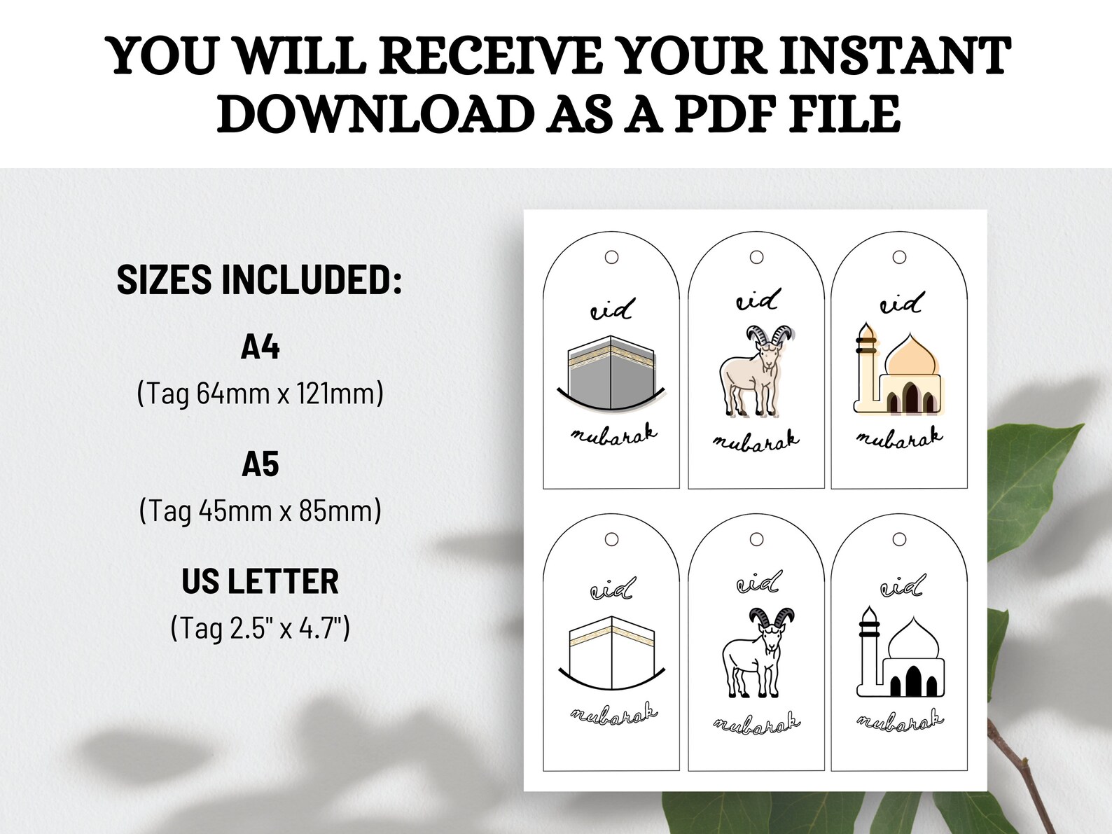 Eid Gift Tags Printable Eid Printable Coloring Eid Mubarak Printable ...