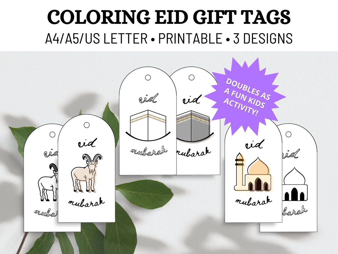 Eid Gift Tags Printable Eid Printable Coloring Eid Mubarak Printable ...