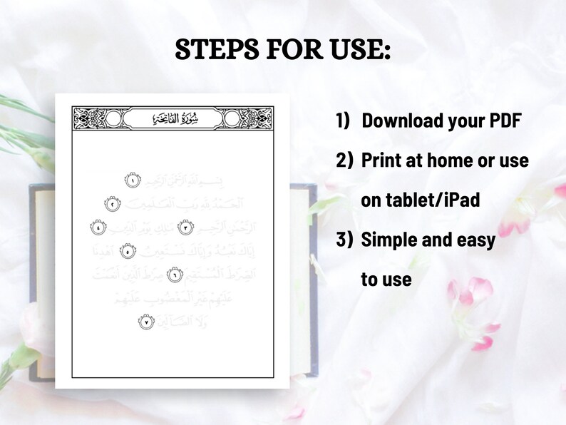 Surah Al-fatihah Traceable Quran Printable Uthmani/madani - Etsy