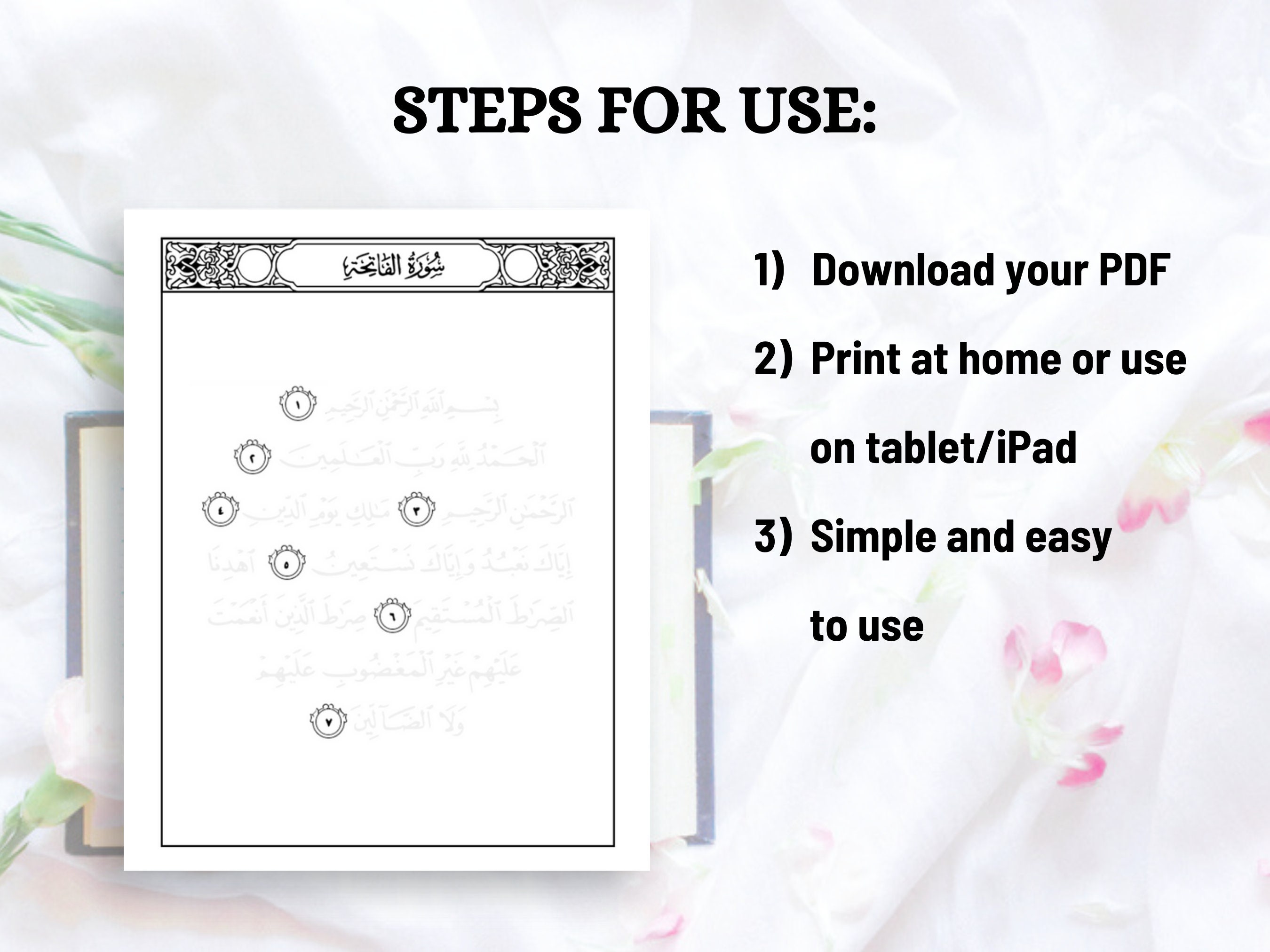 Surah Al-fatihah Traceable Quran Printable Uthmani/madani Script Quran ...