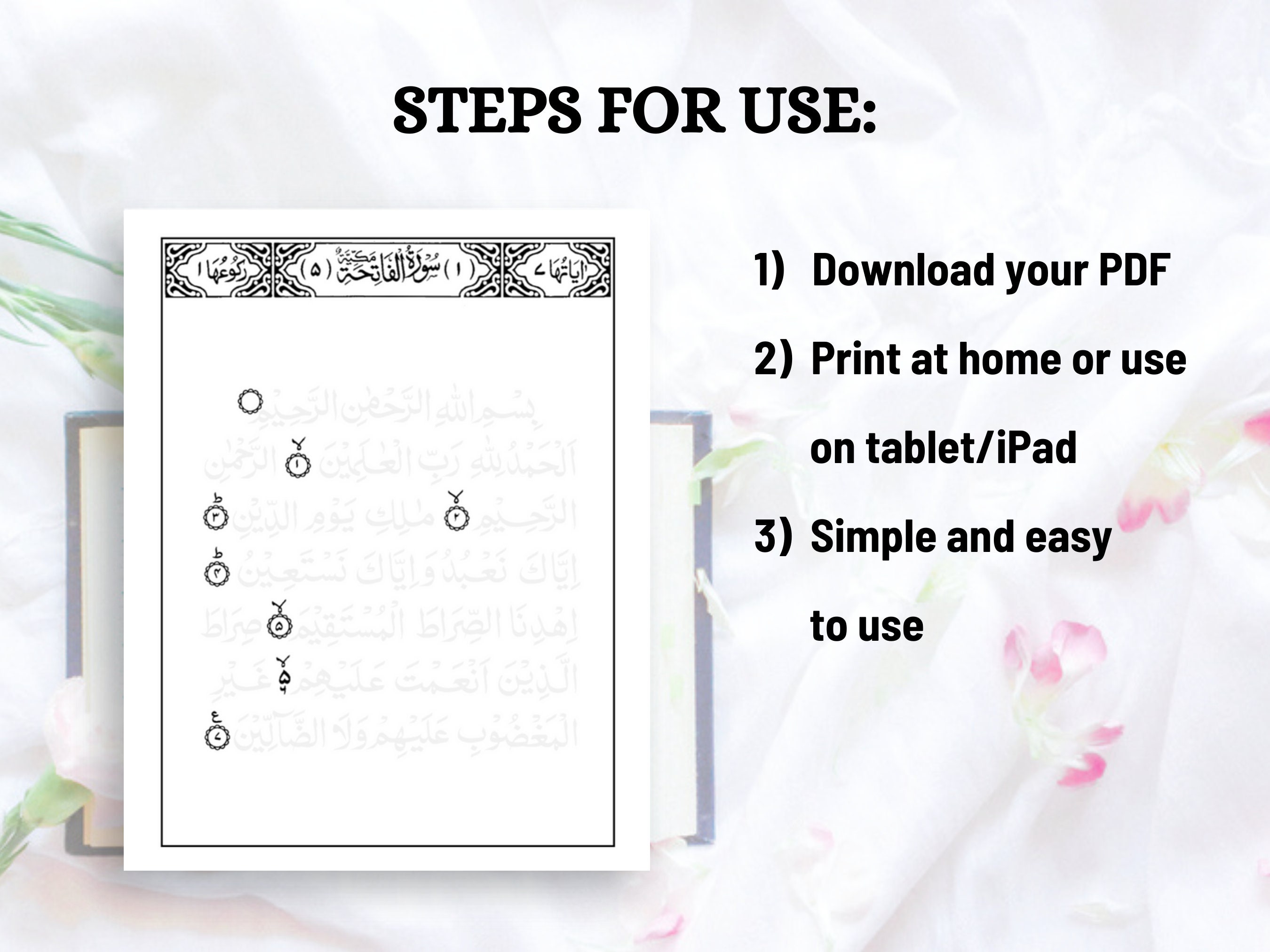 Surah Al-fatihah Traceable Quran Printable Indo-pak Script Quran ...