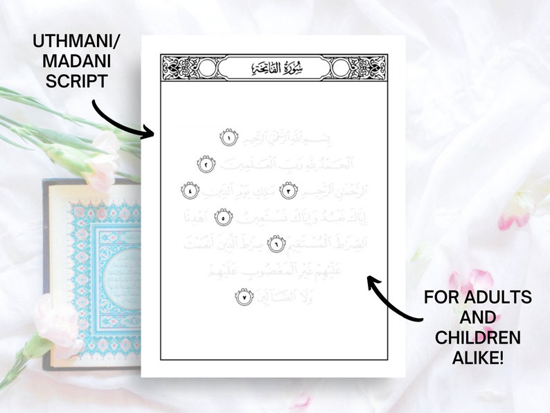 Surah Al-fatihah Traceable Quran Printable Uthmani/madani - Etsy