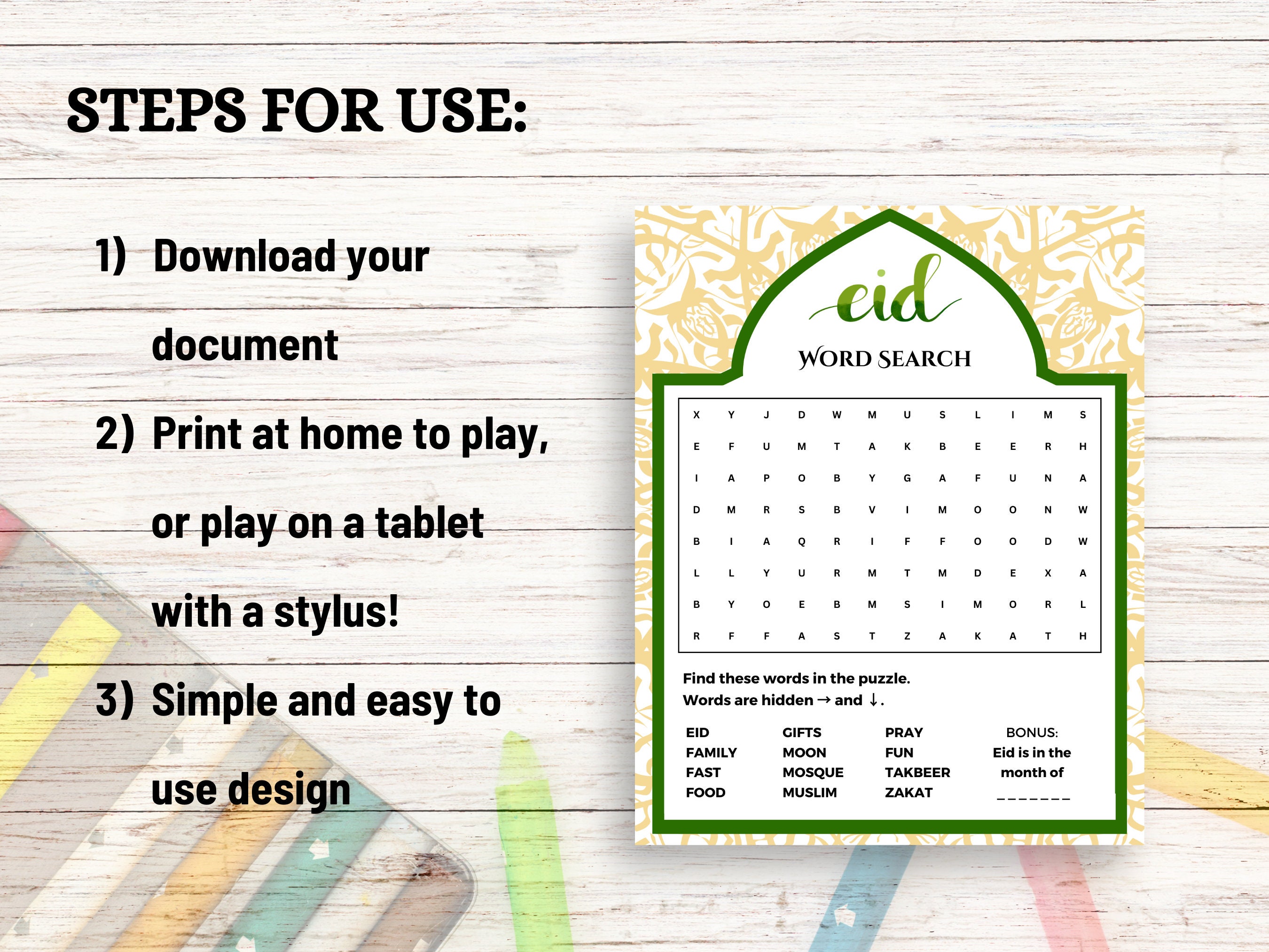 Eid Al-fitr Word Search Printable Eid Games Eid Games for Kids ...
