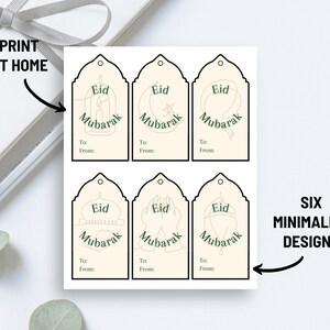 Eid Gift Tag Printable With Labels Minimalist Eid Tag Eid Mubarak ...