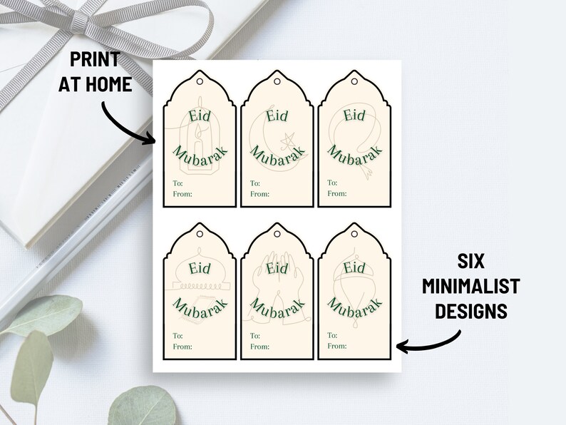 Eid Gift Tag Printable With Labels Minimalist Eid Tag - Etsy