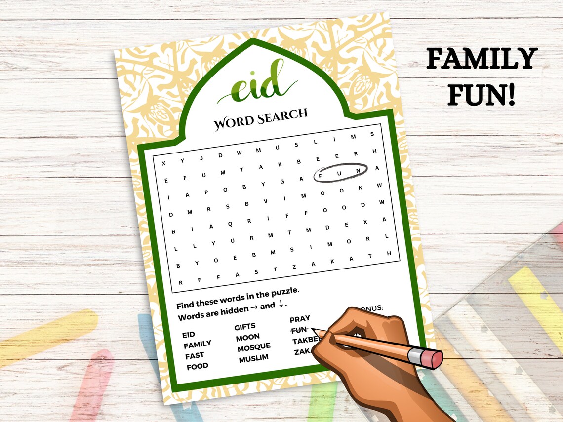 Eid Al-fitr Word Search Printable Eid Games Eid Games for Kids ...