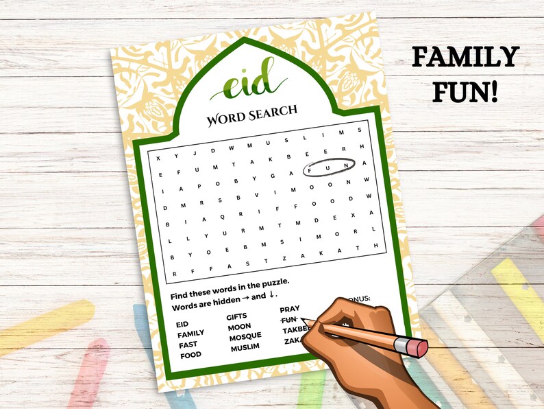 Eid Al-fitr Word Search Printable Eid Games Eid Games for Kids Beginners Eid Game - Etsy