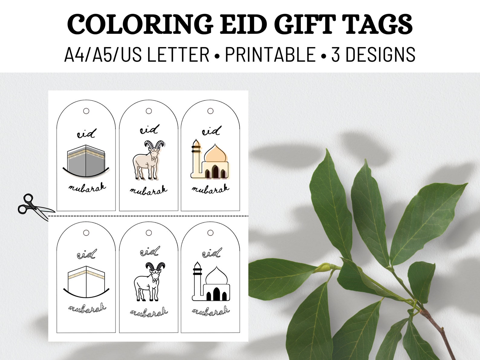 Eid Gift Tags Printable Eid Printable Coloring Eid Mubarak Printable ...