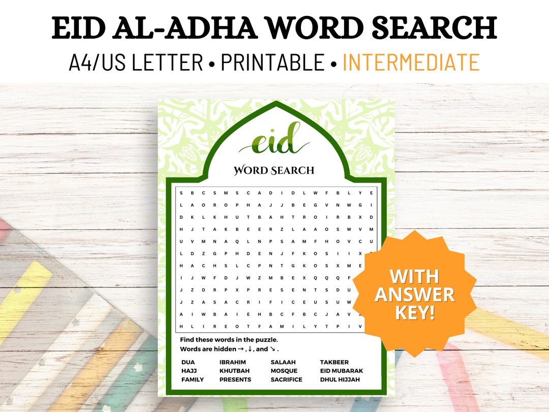 Eid Al-adha Word Search Printable Eid Word Search Eid Games Eid Games ...