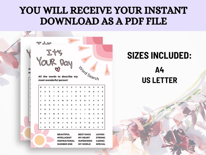 It's Your Day Word Search Alternative Mother's Day Word Search ...