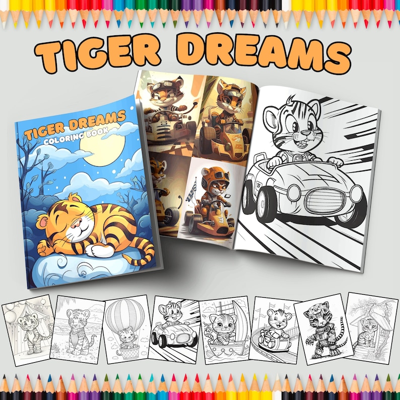 Tiger Dreams A Tiger Coloring Book Powered by Connectedcolor.com ...