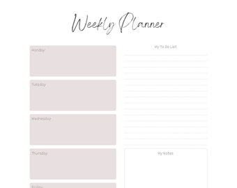 Weekly Planner Printable, Instant Download, Minimal Planner, Weekly ...