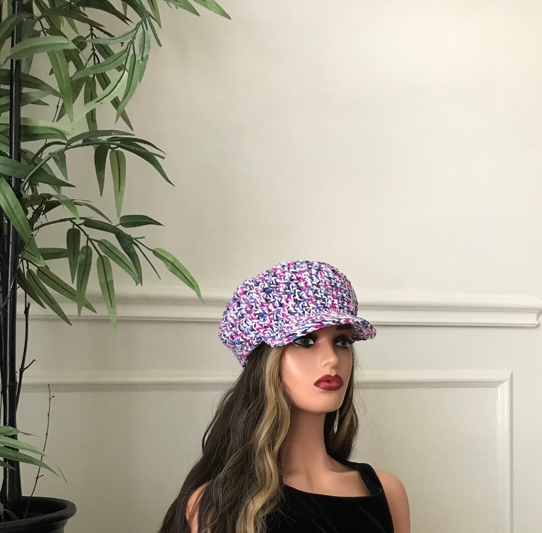 Chunky Crochet Baseball Cap, Crochet Baseball Cap With Brim, Winter ...