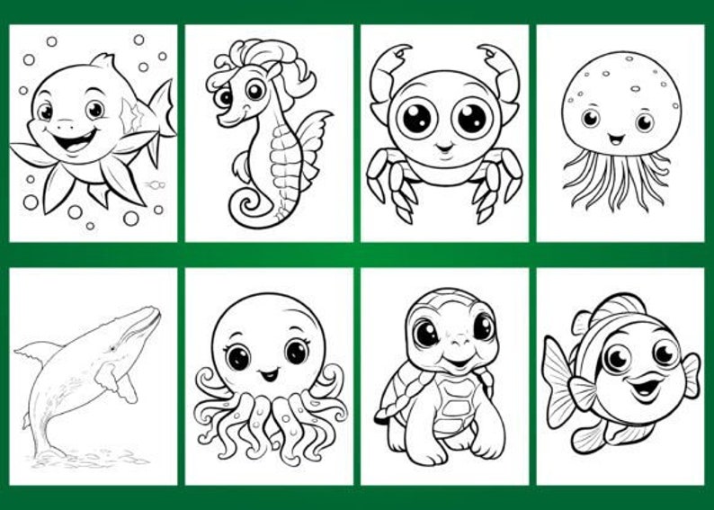 Ocean Animals Coloring Pages for Kids, Printable Pages, Trending ...