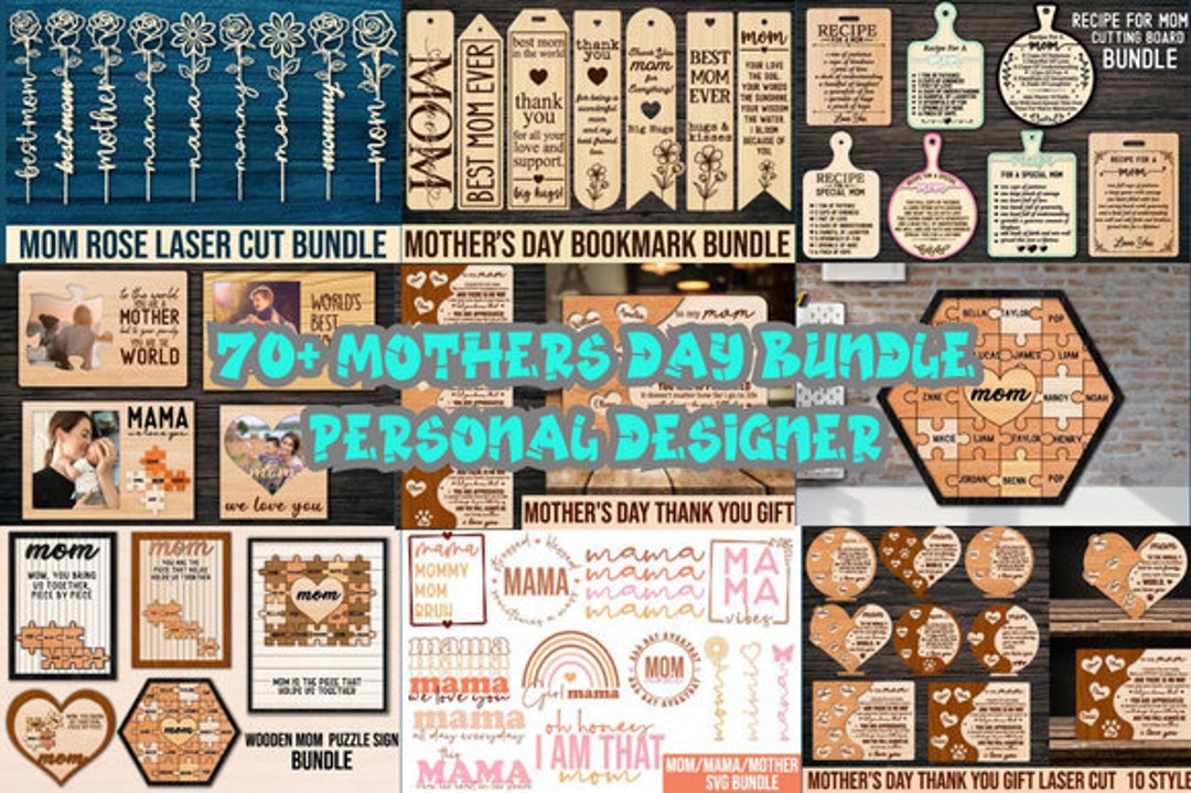 Mothers Day Bundle Laser Cut Files, 70 Mothers Day Designs Included ...