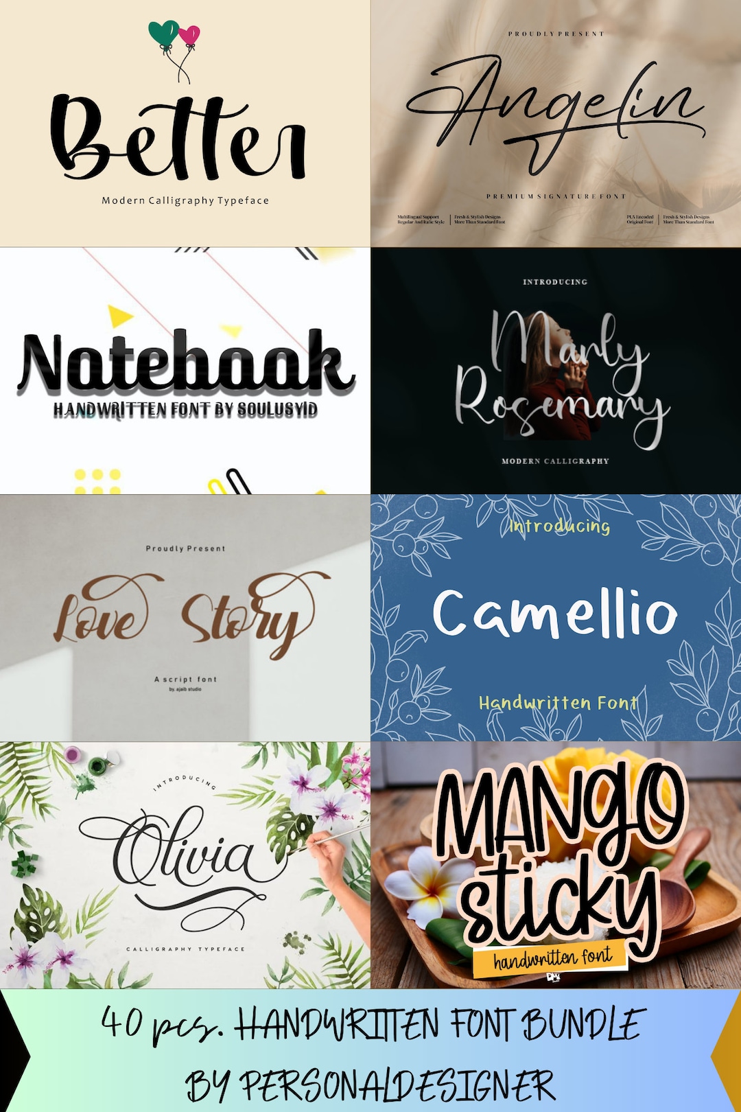 45 Handwritten Font Bundle Ttf, Otf, Retro Font, Handwritten Font ...