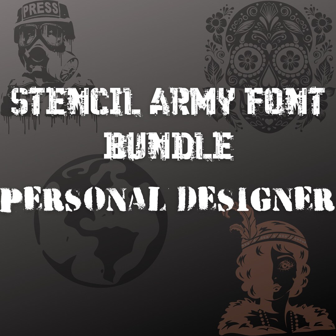 Stencil Font Bundle Ttf Military Font Army Font Military Stencil Font ...