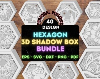 Hexagon Shadow Box Template, Svg, DIY, Light Box Frame Blank Template ...