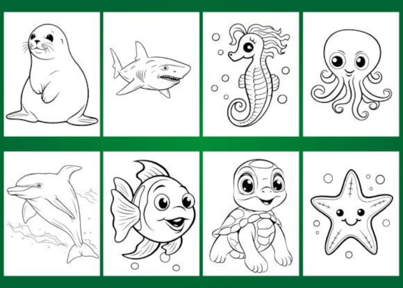 Ocean Animals Coloring Pages for Kids, Printable Pages, Trending ...