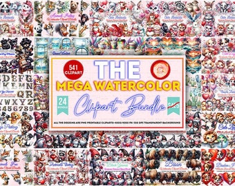 Graphics Bundle, Watercolor Bundle, Clipart Bundle, Digital Paper ...