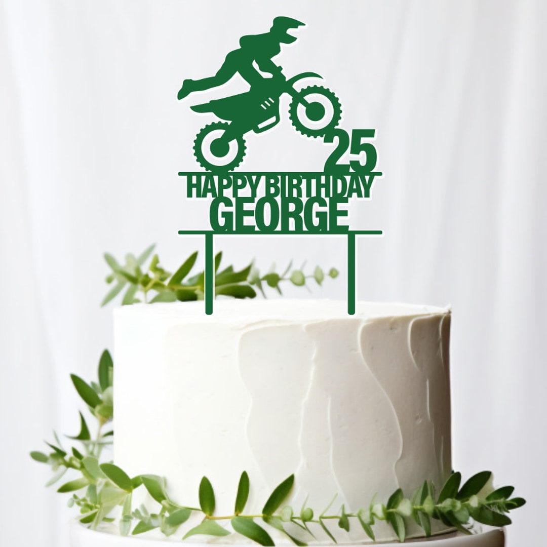 Personalised Motorbike Rider Birthday Cake Topper Custom Cake ...