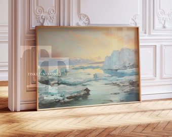 Arctic Ice Landscape Digital Print, Frozen Ocean Wall Art, Polar ...