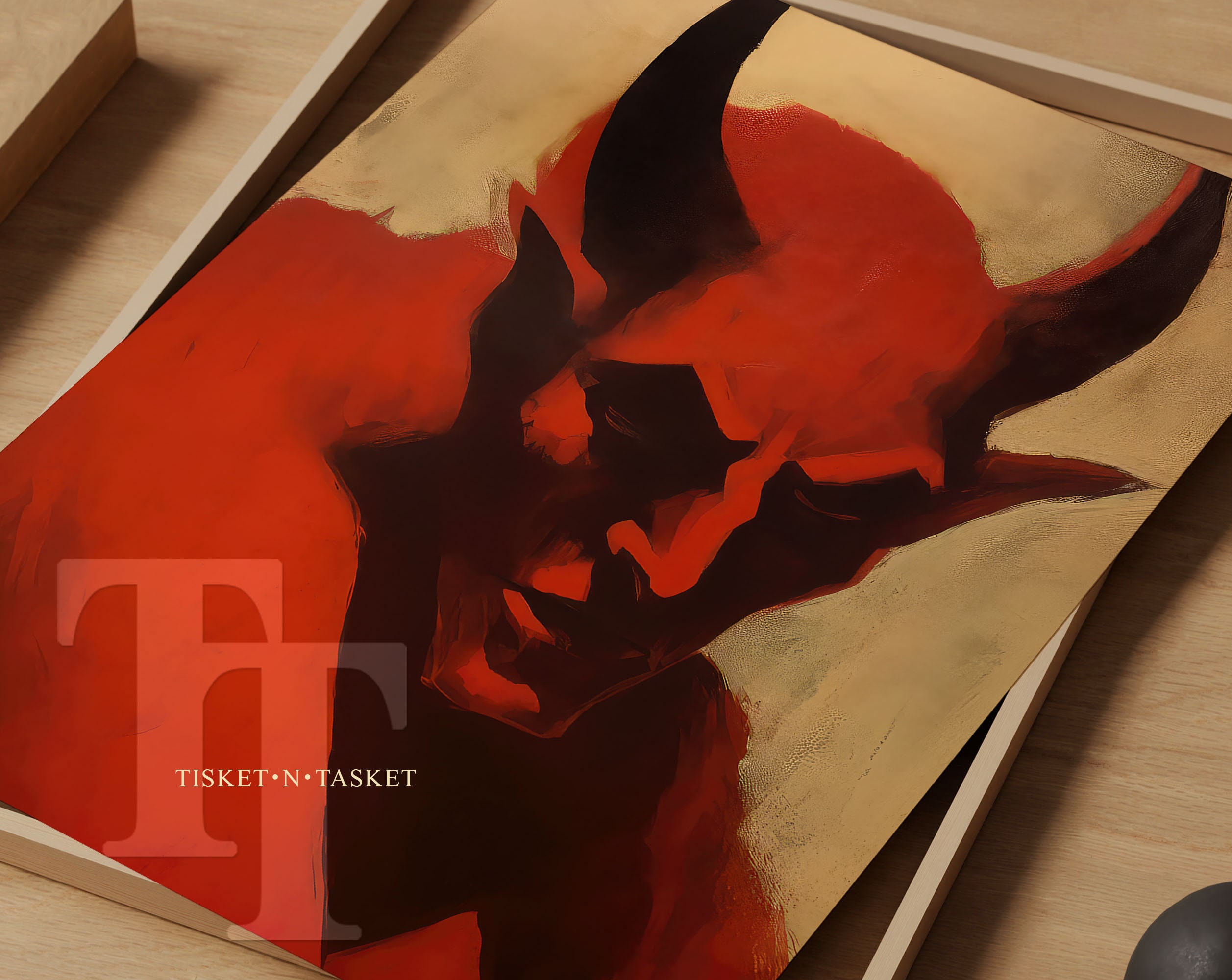 Red Demon Portrait, Devil Vintage Style Painting Gothic Digital ...