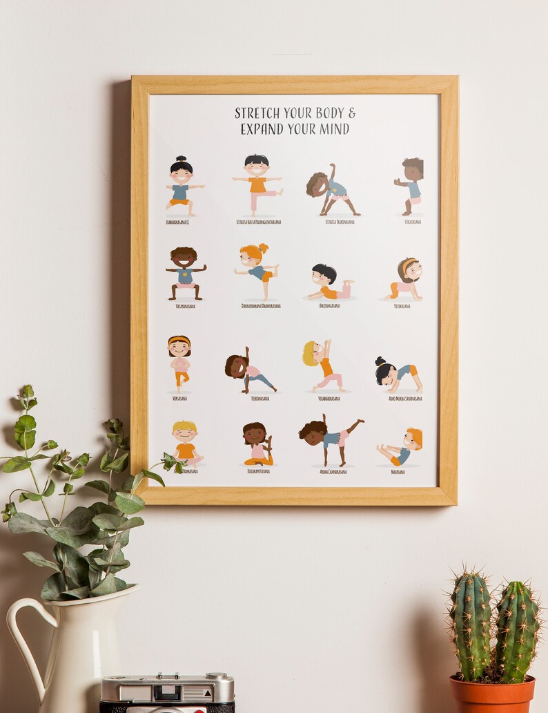 16 Printable Yoga Pose Cards + 1 Poster for Kids - Etsy