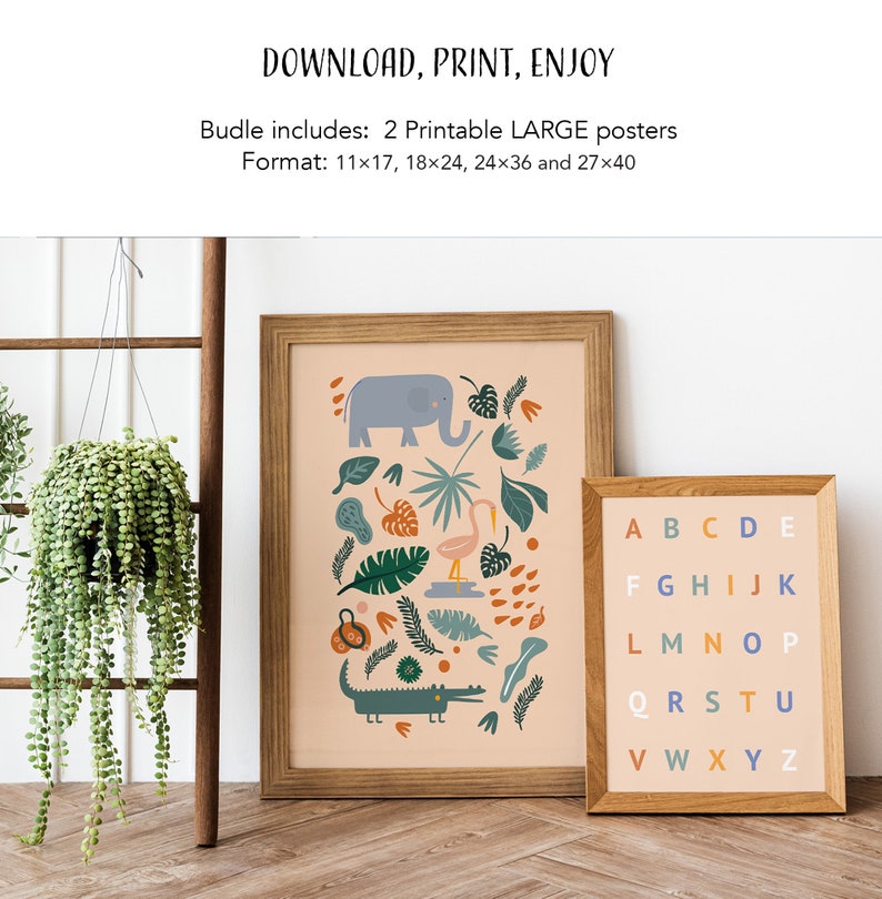 3 Printable Animal and Alphabet Posters (variable Sizes Included) - Etsy