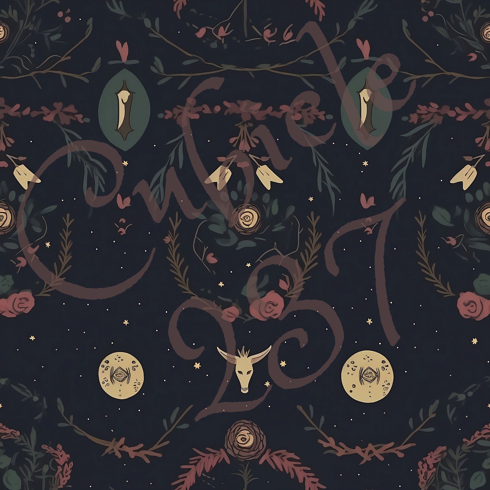 Dark Enchantment: Gothic Cottagecore Digital Patterns, Seamless Pattern for Digital Paper ...