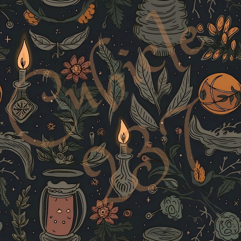 Dark Enchantment: Gothic Cottagecore Digital Patterns, Seamless Pattern ...