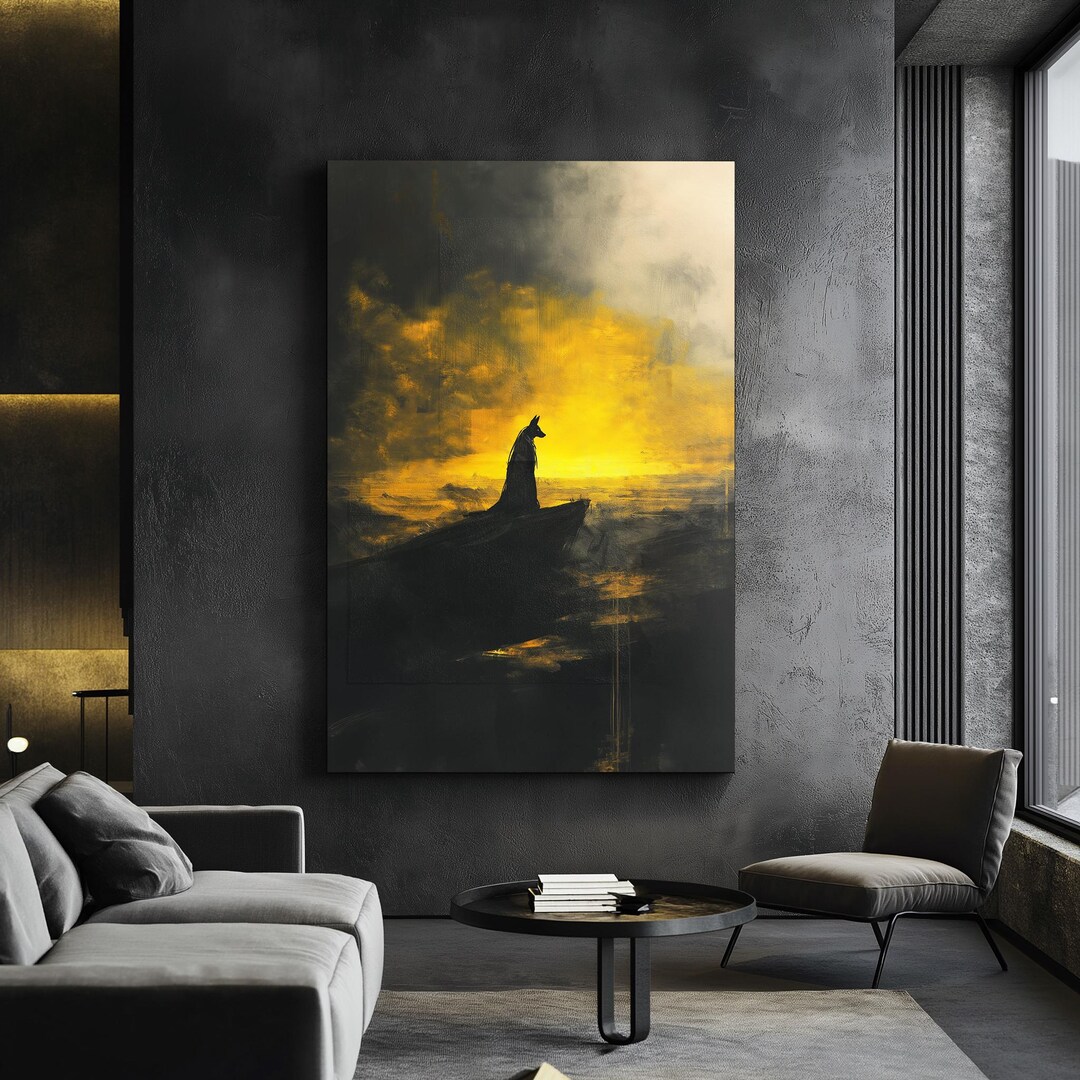 Printable Wall Art | Anubis Wall Art | Abstract Futuristic Oil Painting ...