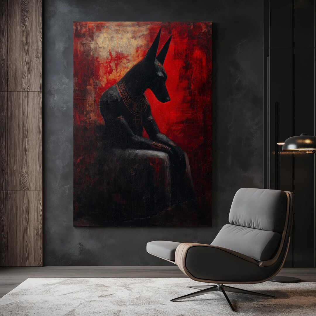 Printable Wall Art | Anubis Wall Art | Abstract Futuristic Oil Painting ...