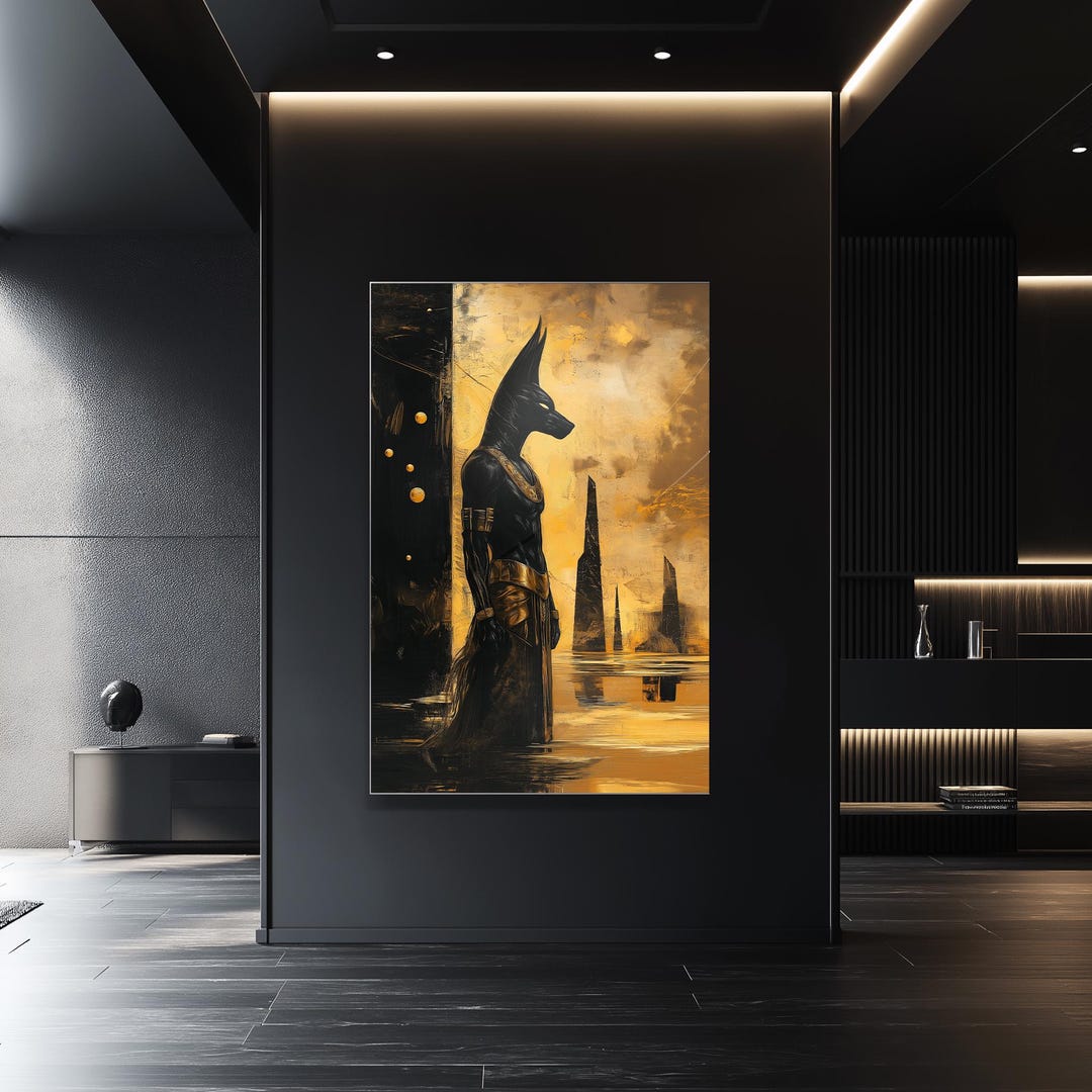 Printable Wall Art | Anubis Wall Art | Abstract Futuristic Oil Painting ...