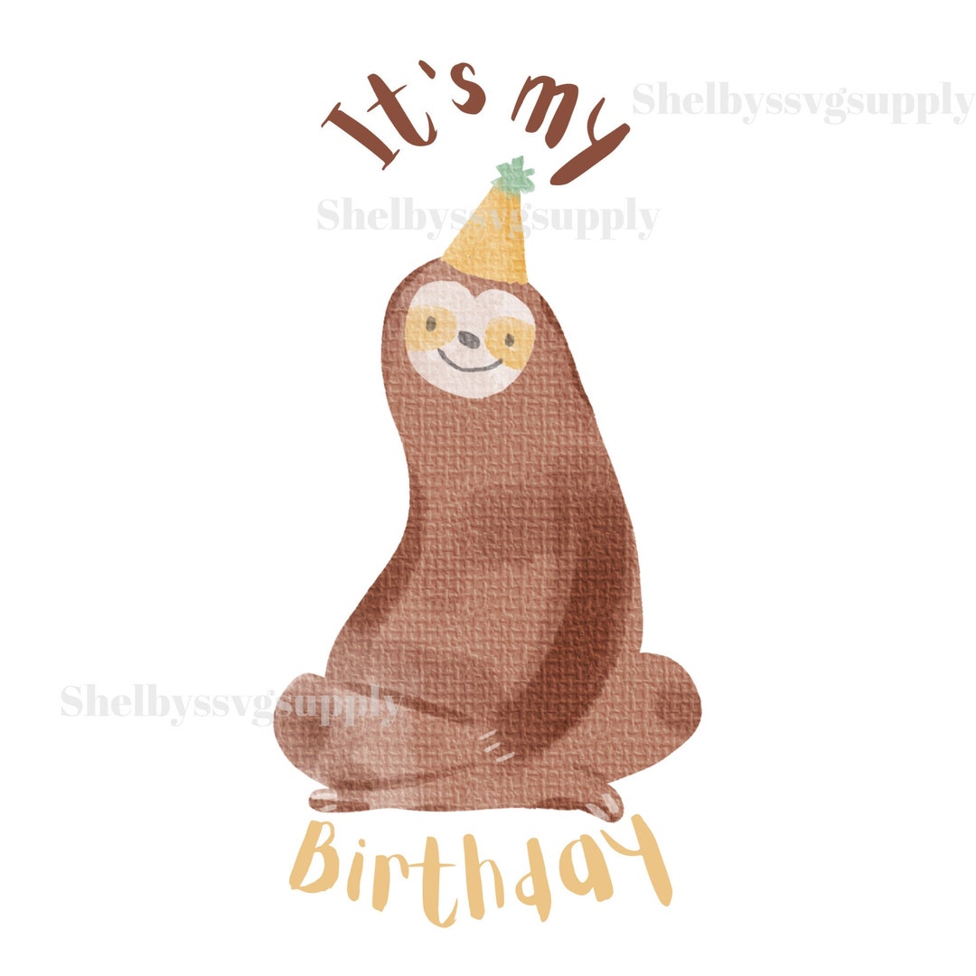 Sloth Svg, Birthday Svg, Hanging Sloth Svg, Cute Sloth Svg, Sloth ...