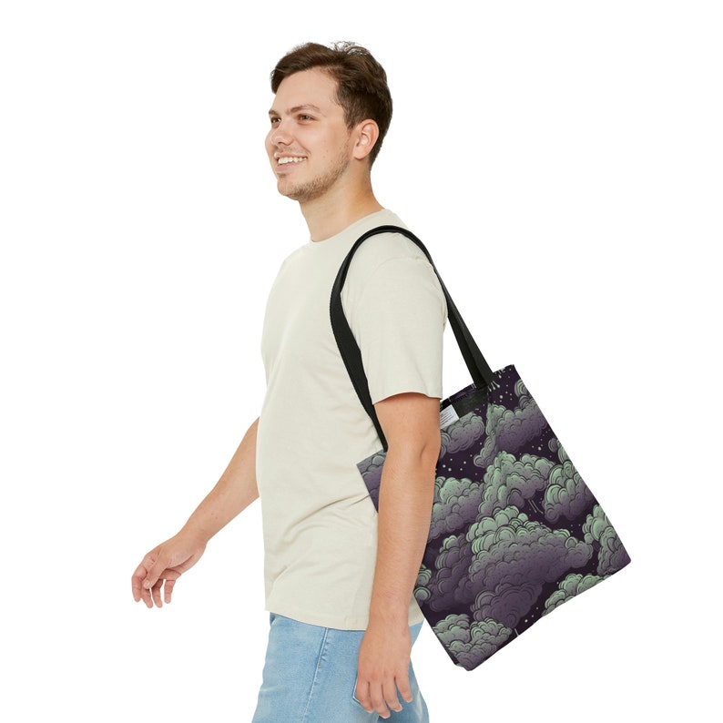 Cloudy Night Sky Tote Bag, Cloud Bag, Book Bag, Weather Tote, Stormy ...