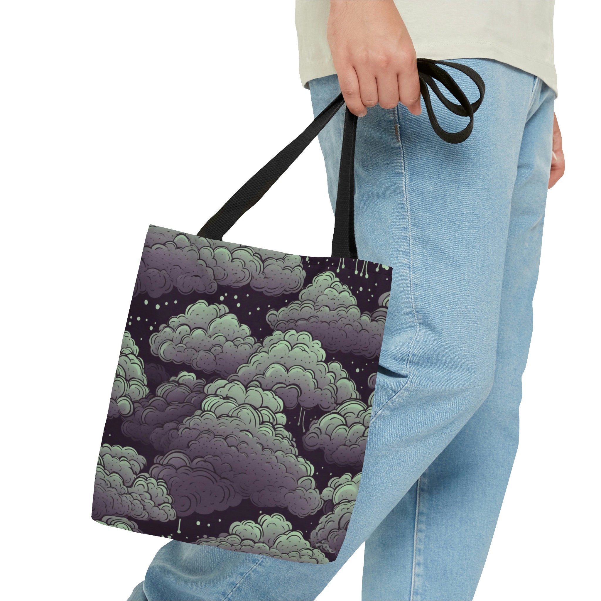 Cloudy Night Sky Tote Bag, Cloud Bag, Book Bag, Weather Tote, Stormy ...