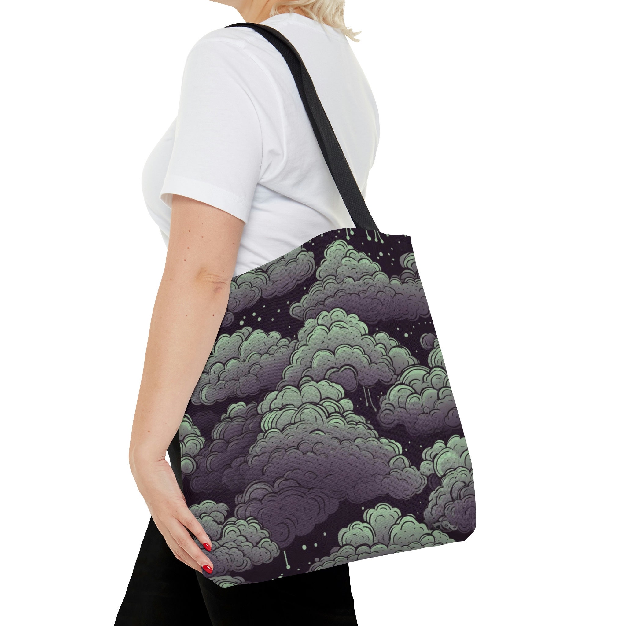 Cloudy Night Sky Tote Bag, Cloud Bag, Book Bag, Weather Tote, Stormy ...