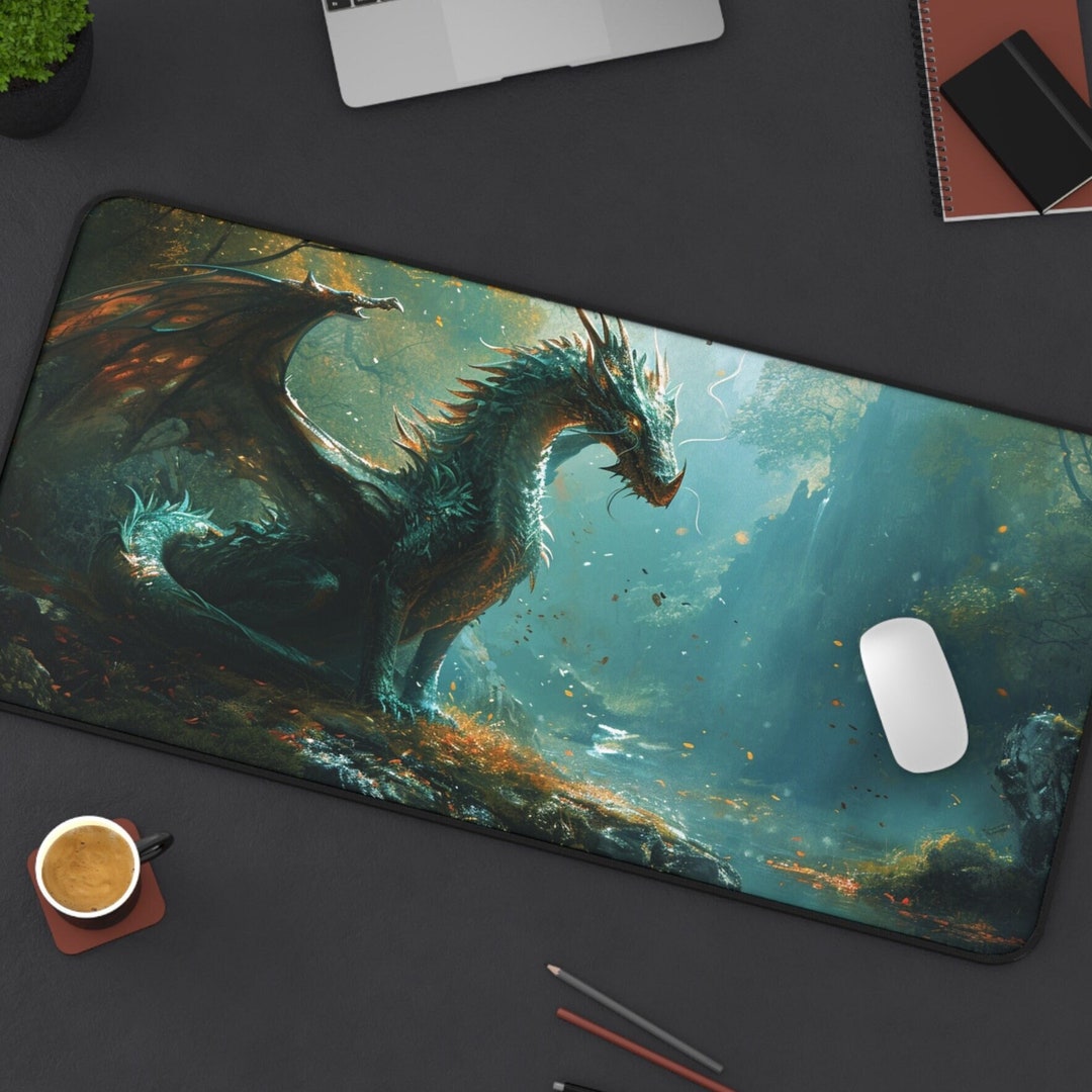 Dragon Mystical Desk Mat, Magical Mouse Pad, Desk Pad Fantasy, Sci-fi ...