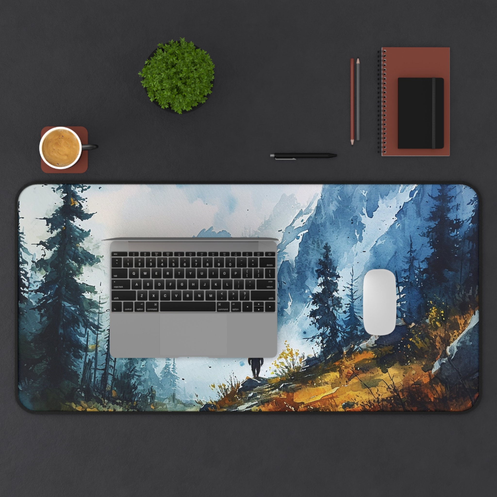 Bigfoot in the Mountains Desk Mat, Cryptidcore Mouse Pad, Yeti Deskpad ...