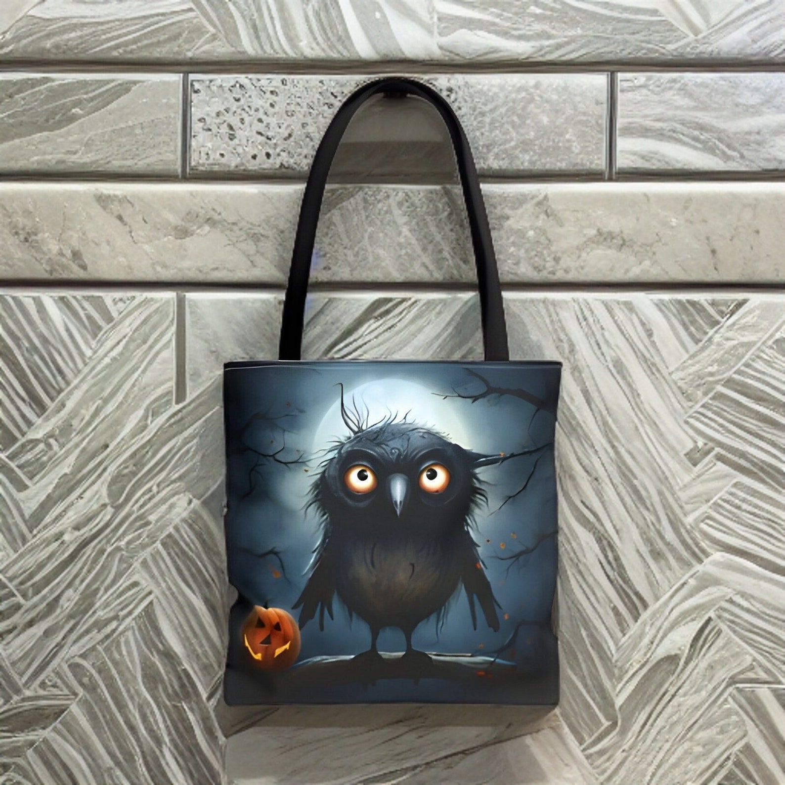 Creepy Crow, Scary Crow, Tote Bag, Creepy Bag, Halloween Tote, Spooky ...