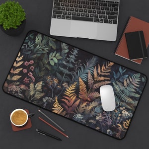 Ferns Boho Desk Mat, Cottage Core Mouse Pad, Desk Pad Flowers, Office ...
