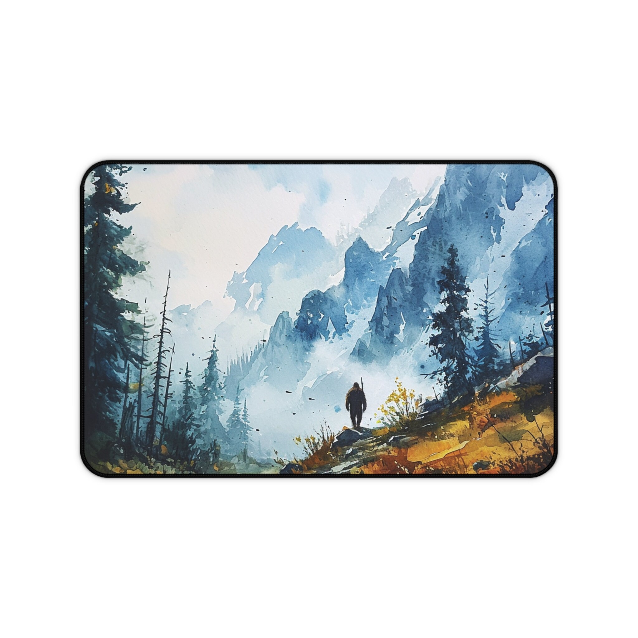 Bigfoot in the Mountains Desk Mat, Cryptidcore Mouse Pad, Yeti Deskpad ...