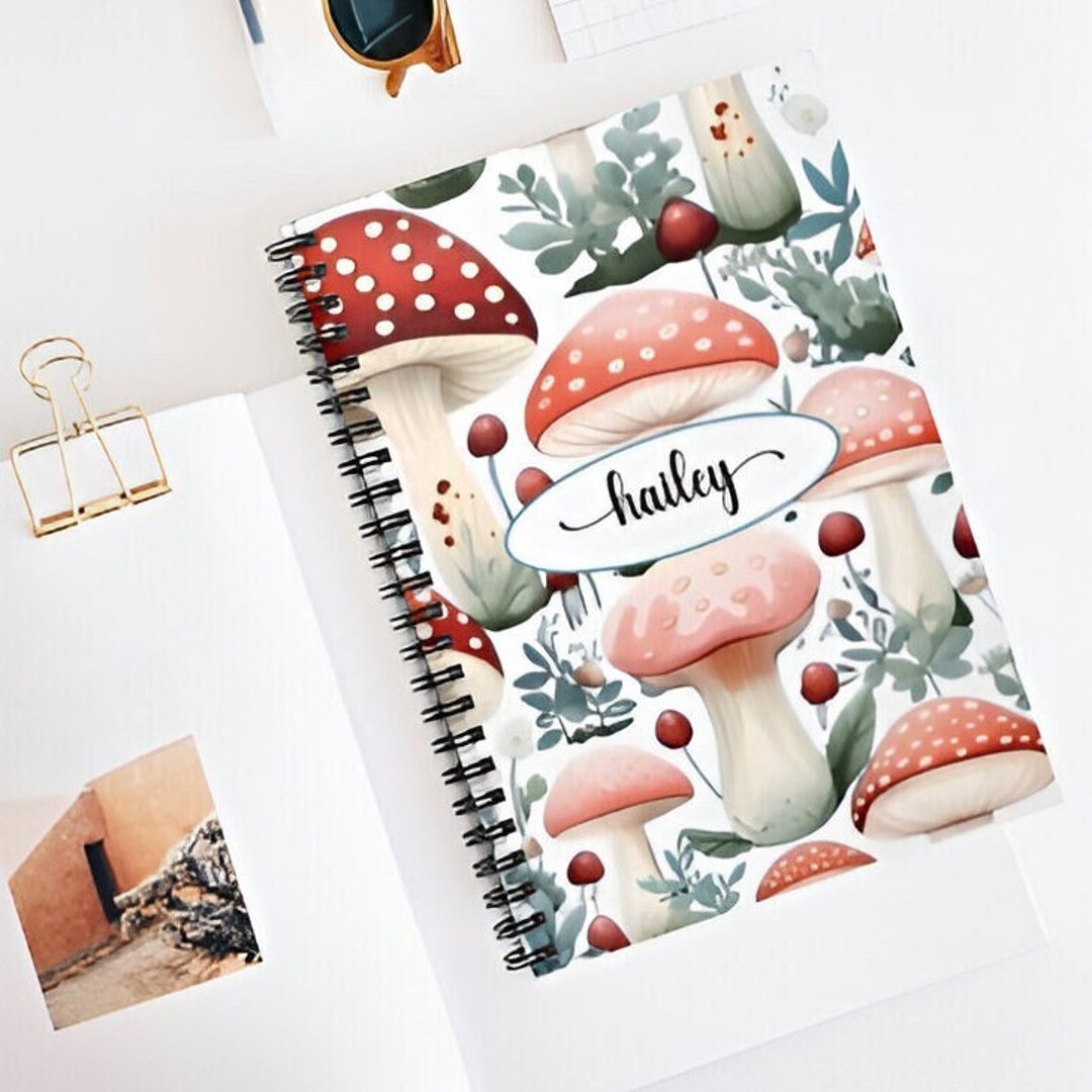 Personalized Notebook, Mushroom Forest, Personalized Journal, Cottage ...