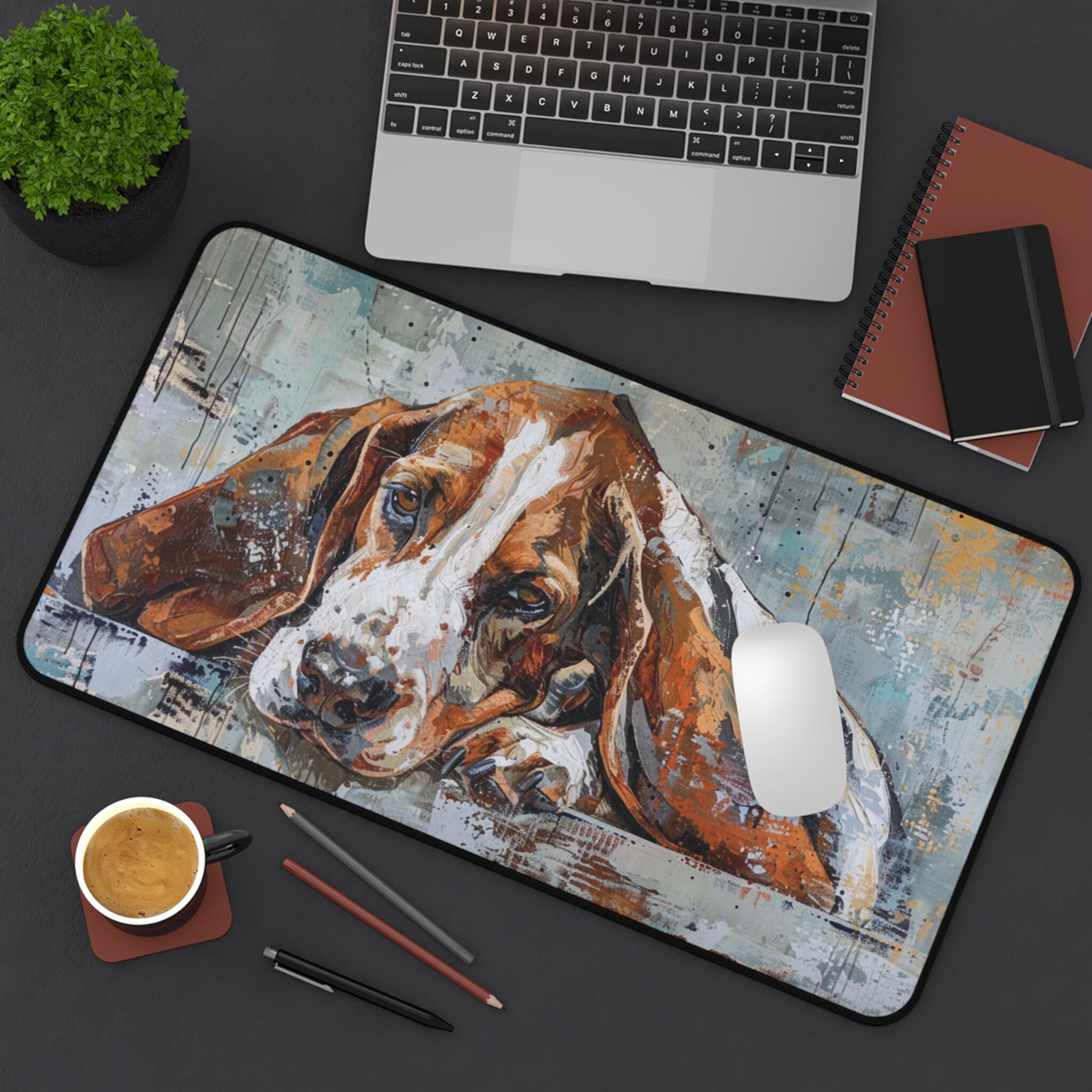 Basset Hound Desk Mat, Hush Puppy Mousepad, Office Decor, Desk ...