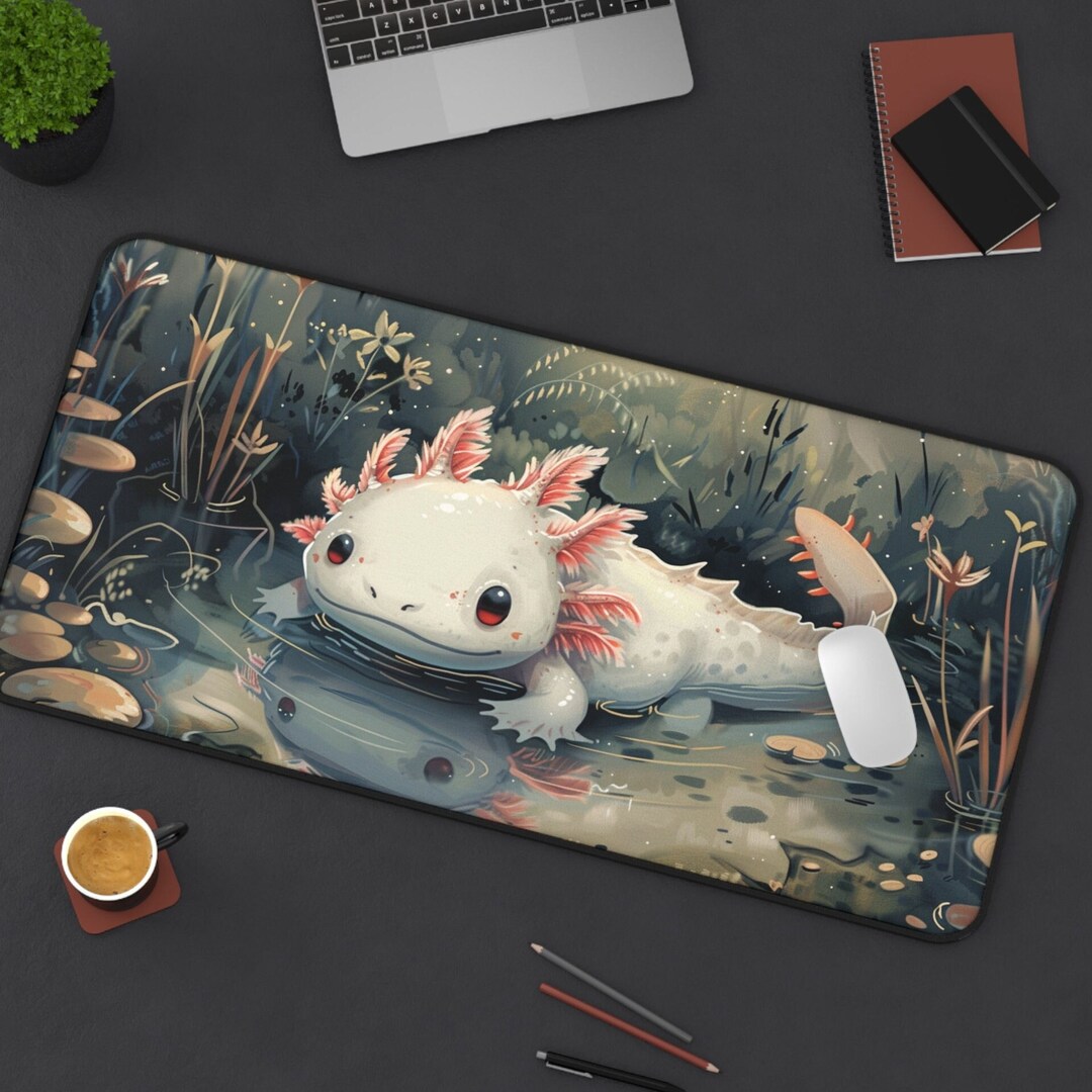 Axolotl Desk Mat, Cottage Core Axolotl Mousepad, Desk Pad Axolotls ...
